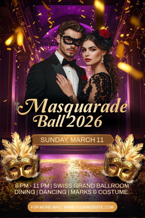 Black Masquerade Ball Poster Template | PosterMyWall