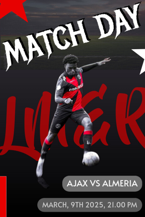 Black Match Day Poster Template | PosterMyWall