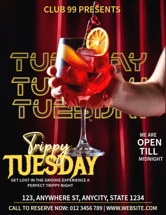 Black Maximalist "trippy Tuesday Club Flyer | Bold Party Event Design ...