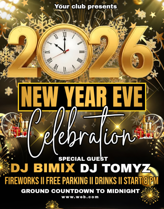 Plantilla de Black Maximalist 2026 Countdown Party Poster/wallboard ...