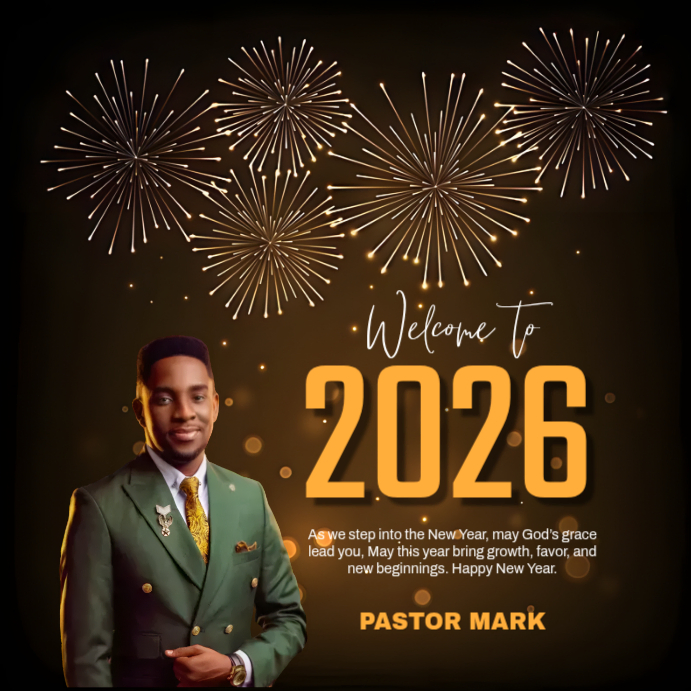 Plantilla de Black Maximalist 2026 New Year Message Square (1:1 ...