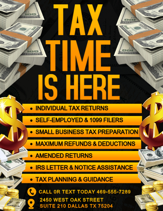 Black Maximalist 2026 Tax Season Flyers Flyer (us Letter) Template ...