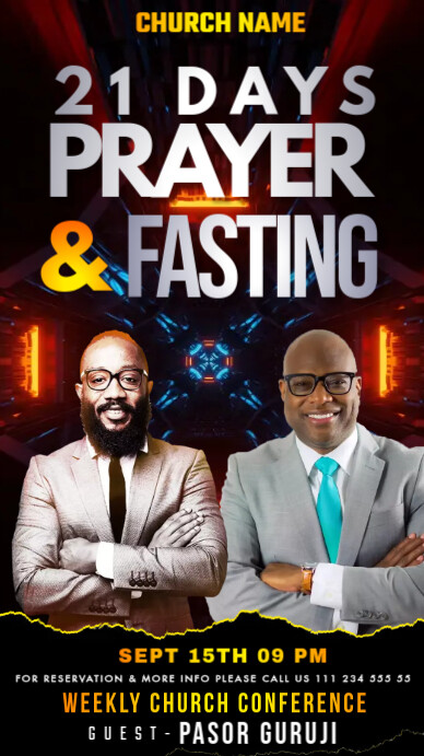 Black Maximalist 21 Days Prayer & Fasting Ad Instagram Story Template | PosterMyWall