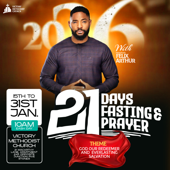 Plantilla de Black Maximalist 3D 21 Days Fasting and Prayers Church ...