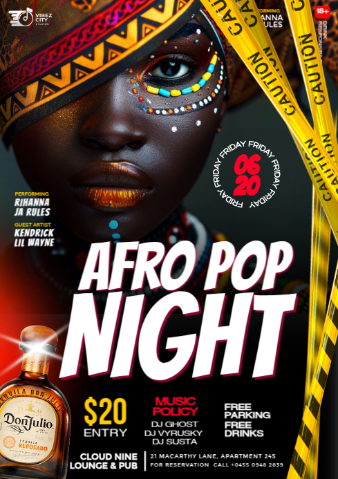 Black Maximalist 3d Afro Pop Night Party Event Flyer A4 Template | PosterMyWall