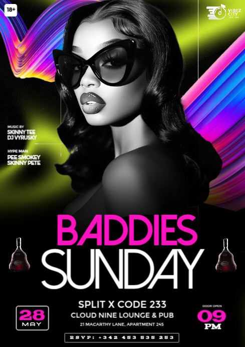 Black Maximalist 3D Baddies Night Party Event Flyer A4 | PosterMyWall