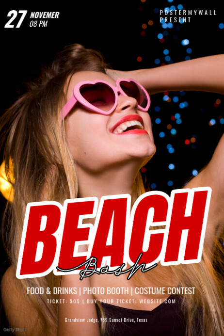 Black Maximalist 3d Beach Bash Poster Template | PosterMyWall