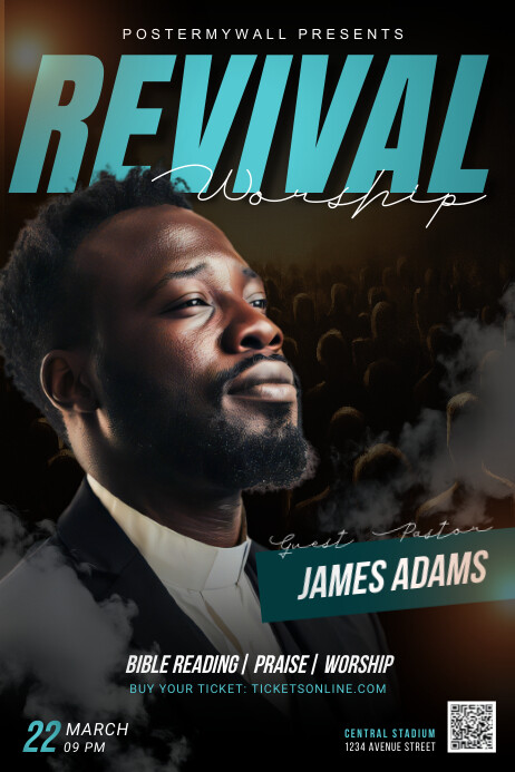 Black Maximalist 3d Church Revival Poster Template | PosterMyWall
