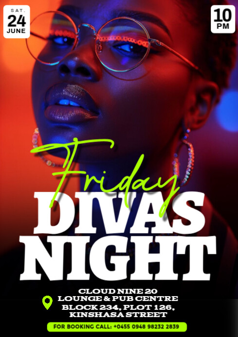 Black Maximalist 3D Diva's Night Club Party Event Flyer A4 Template ...