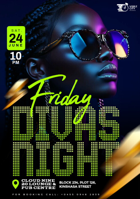 Black Maximalist 3d Friday Diva's Night Party Event Flyer A4 | PosterMyWall