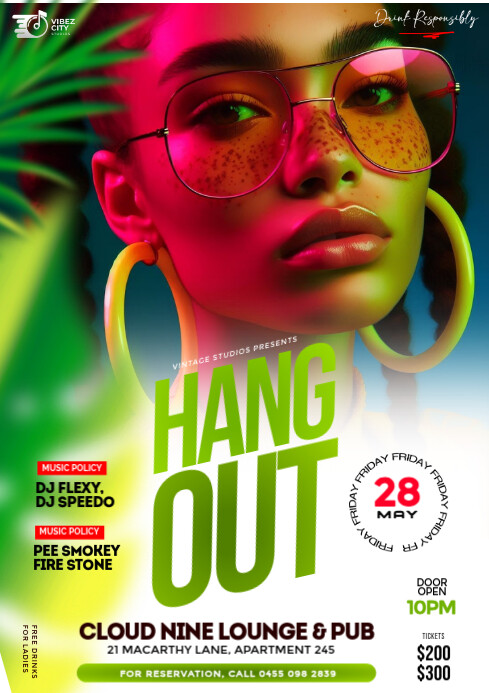 Black Maximalist 3d Ladies Hang out Party Event Flyer A4 | PosterMyWall