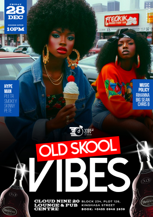 Black Maximalist 3D Old Skool Vibes Night Party Event Flyer A4 Template ...