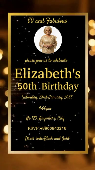 Black Maximalist 50th Birthday Invitation Digital Display (9:16 ...