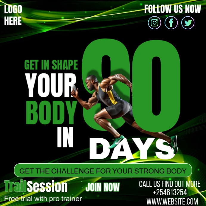 Black Maximalist 90 Days Challenge Instagram Post Template | PosterMyWall