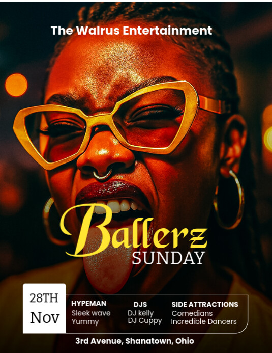 Black Maximalist A Sunday Ballers Party Flyer Flyer (us Letter ...
