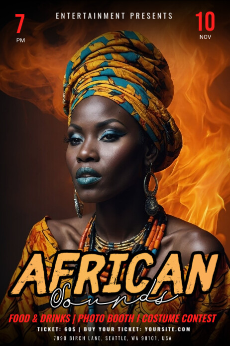 Black Maximalist African Party Poster Template | PosterMyWall