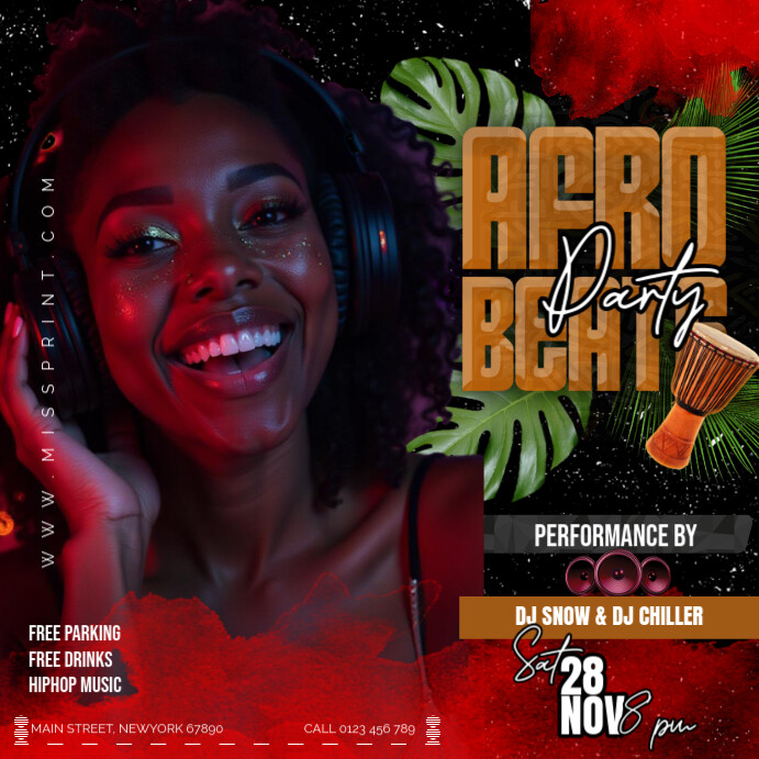 Black Maximalist Afro Beats Party Instagram Post Template | PosterMyWall