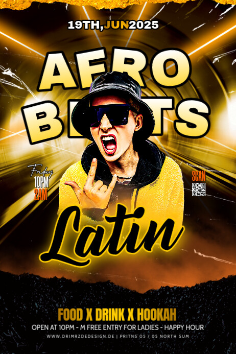 Black Maximalist Afro Beats Party Poster Templat | PosterMyWall