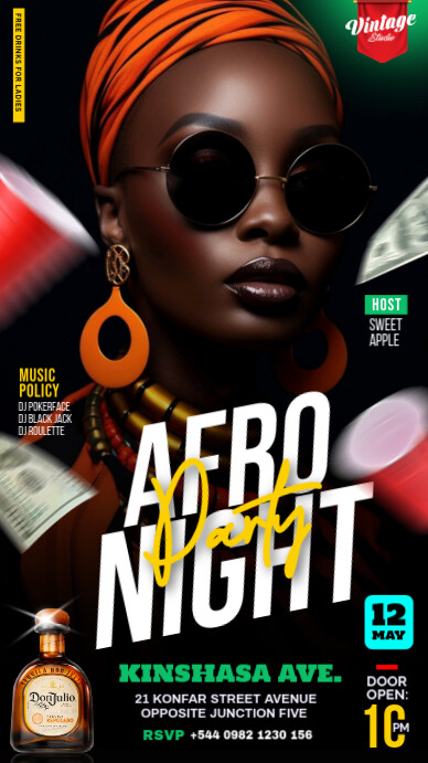 Copy of Black Maximalist Afro Night Party Event Poster Flyer | PosterMyWall