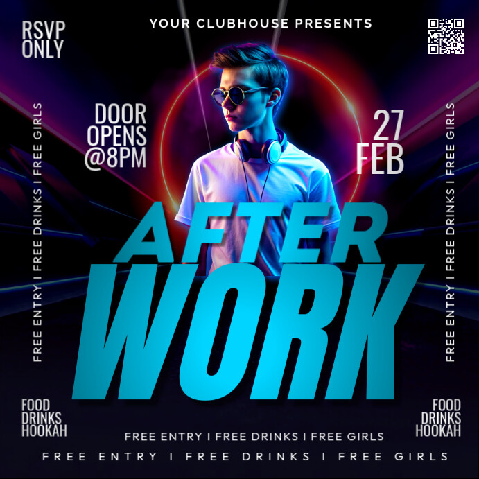 Black Maximalist After Work Instagram Post Template | PosterMyWall