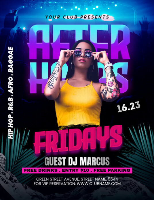 Black Maximalist After Work Night Club Flyer (us Letter) Template ...