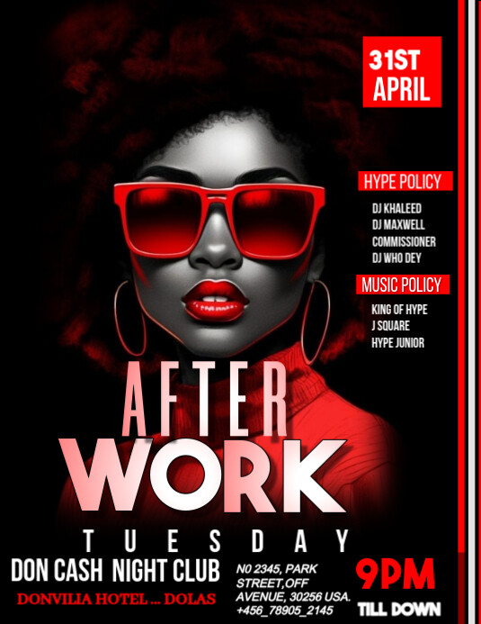 Black Maximalist After Work Tuesday Club Part Invitation Flyer/poster ...