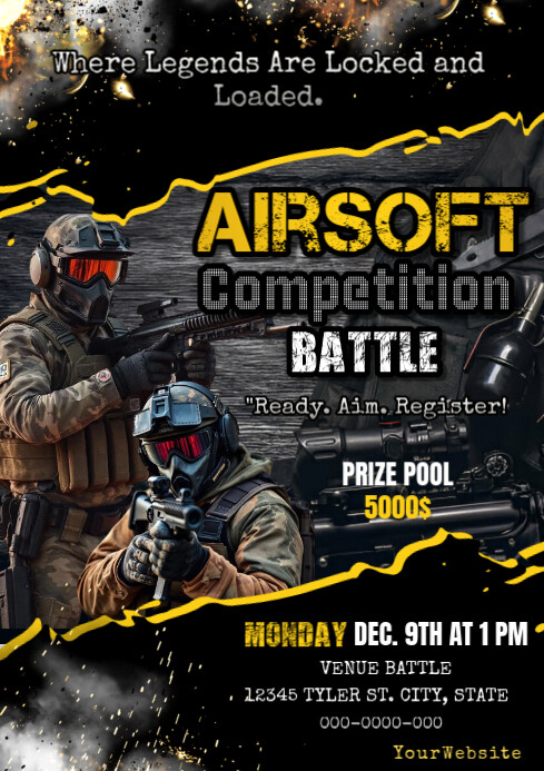 Black Maximalist Airsoft Competition Template A4 | PosterMyWall