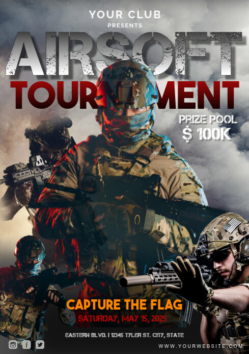 Copy of Black Maximalist Airsoft Tournament A4 | PosterMyWall