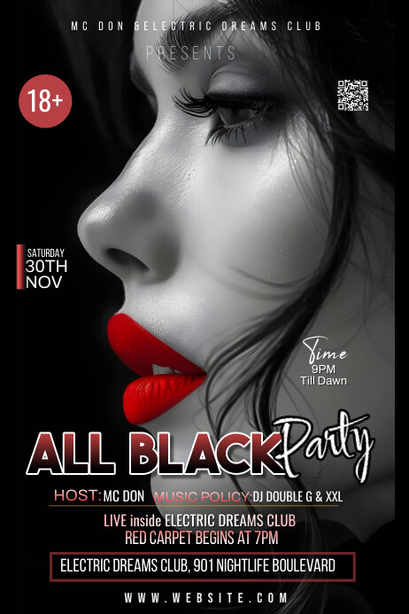 Black Maximalist All Black Party Poster Template | PosterMyWall