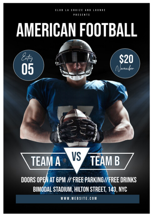 Black Maximalist American Football A4 Template | PosterMyWall