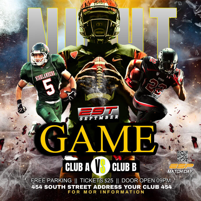 Black Maximalist American Football Instagram Template | PosterMyWall