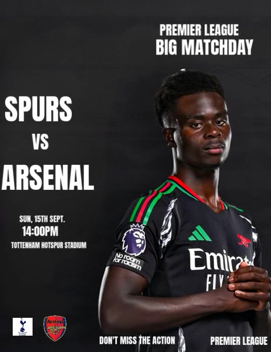 Copy of Black Maximalist Arsenal Vs Tottenham Flyer | PosterMyWall