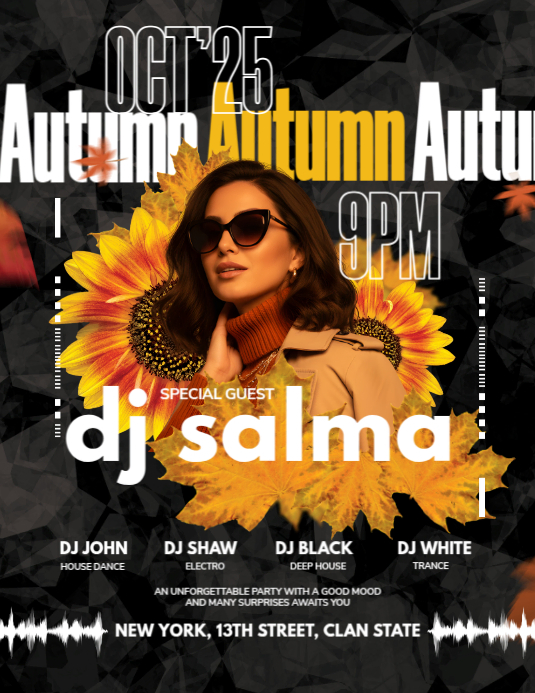 Black Maximalist Autumn Party Flyer (us Letter) Template | PosterMyWall