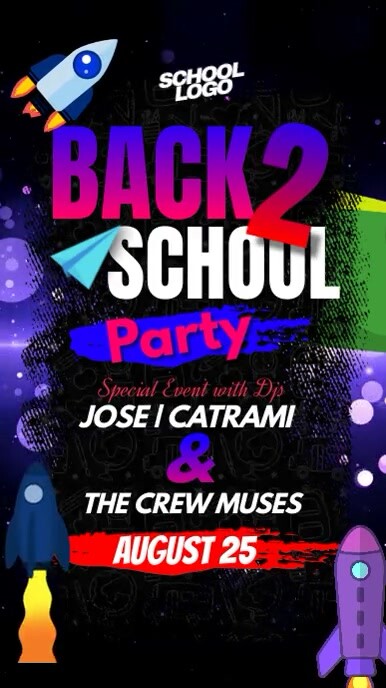 Black Maximalist Back 2 School Party Instagr Template | PosterMyWall