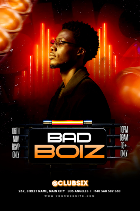 Plantilla de Black Maximalist Bad Boys Party Flyer Banner 4' × 6 ...