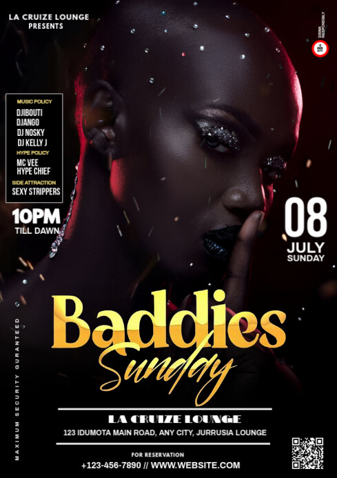 Black Maximalist Baddie Sunday A4 Template | PosterMyWall