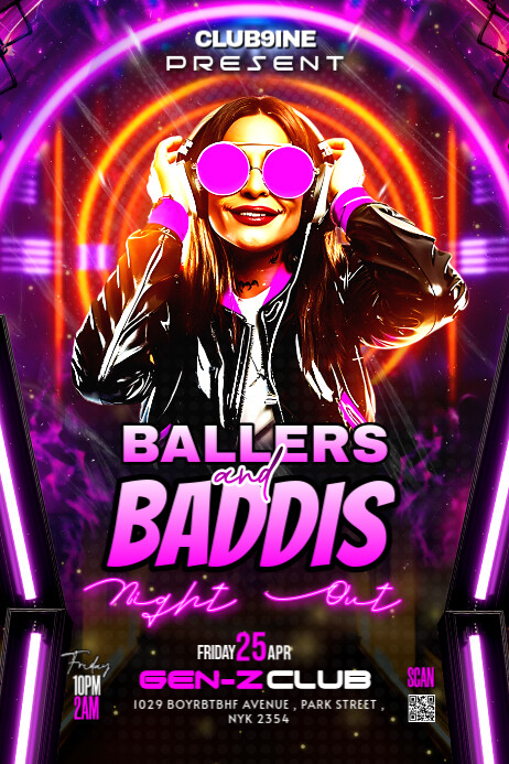 Black Maximalist Baddies Night Party Poster Template | PosterMyWall