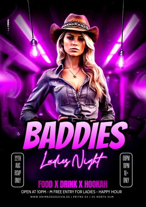 Black Maximalist Baddies Party Flyer A4 Template | PosterMyWall
