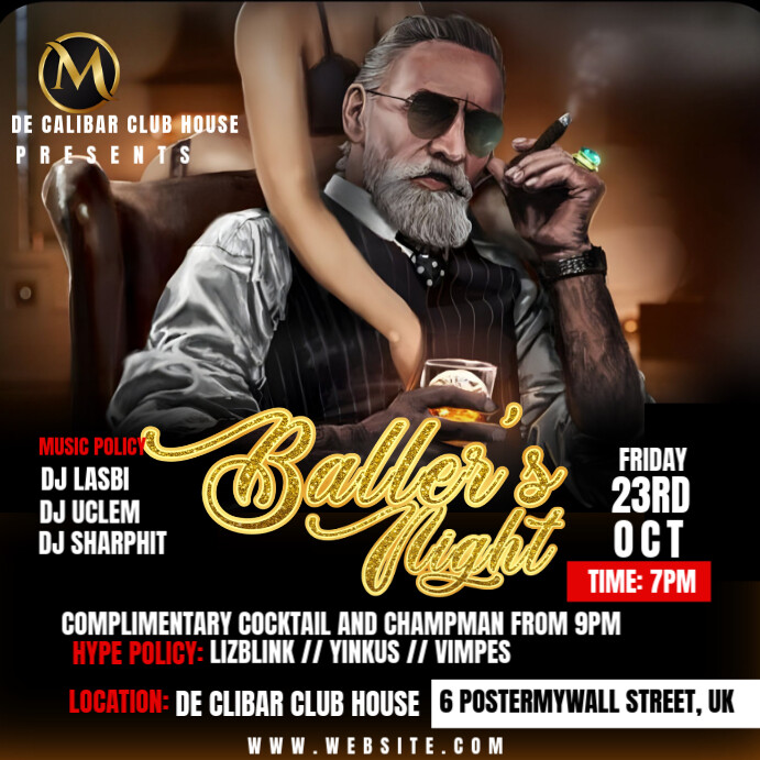 Copy of Black Maximalist Baller's Night Party Flyer | PosterMyWall
