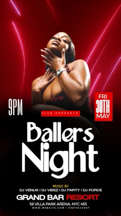 Copy of Black Maximalist Ballers Night Bash Digital Display (9:16) | PosterMyWall