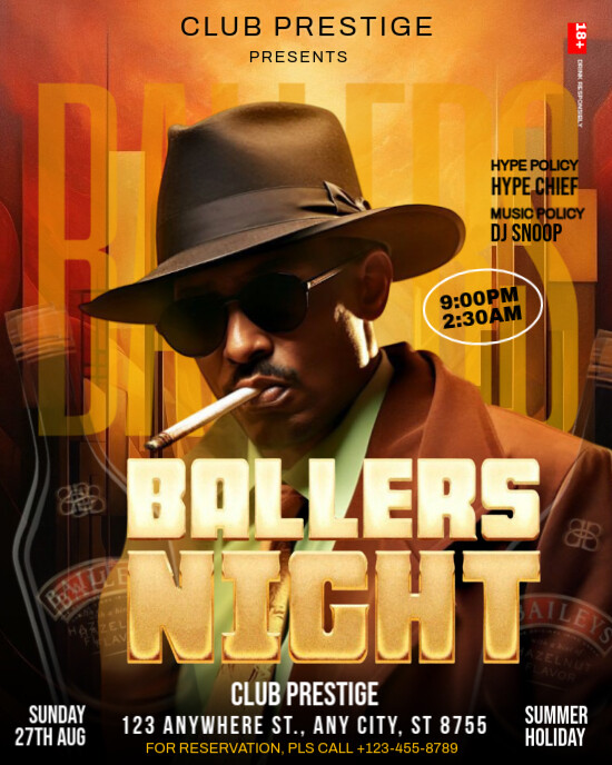 Black Maximalist Ballers Night Instagram Portrait Template | PosterMyWall