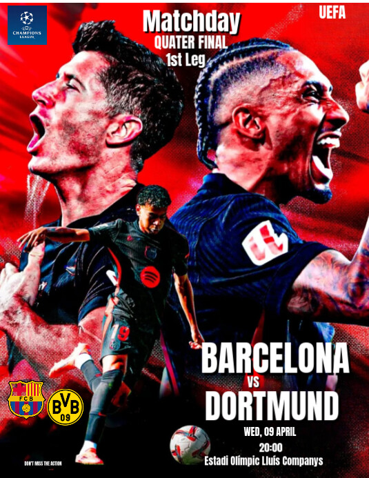 Plantilla de Black Maximalist Barcelona Vs Borussia Dortmund Ucl Quater ...
