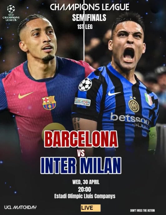 Modèle Black Maximalist Barcelona Vs Inter Milan Ucl Semifinals ...