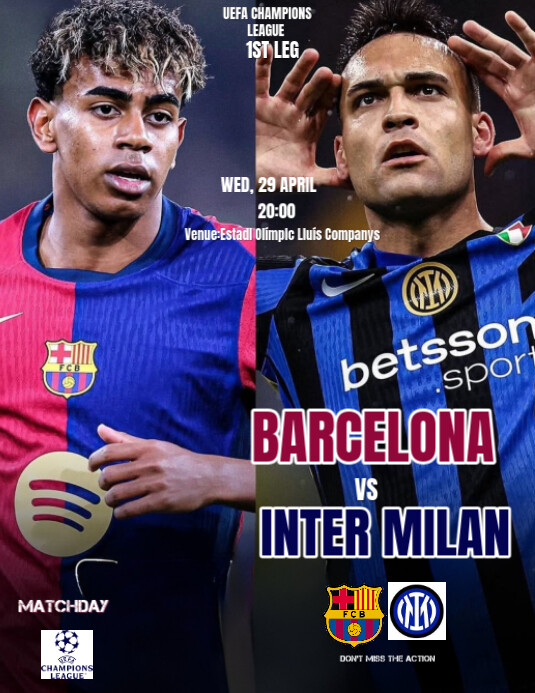 Modèle Black Maximalist Barcelona Vs Inter Milan Ucl Semifinals ...