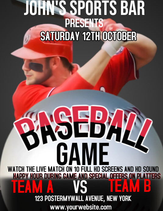 Black Maximalist Baseball Game Flyer (us Let Template | PosterMyWall