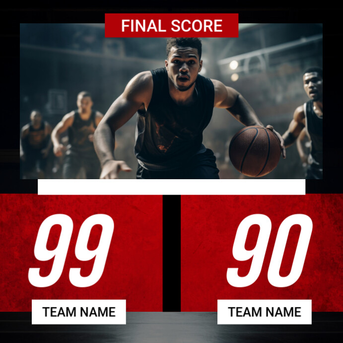 Black Maximalist Basketball Final Score Instagram Post Template ...