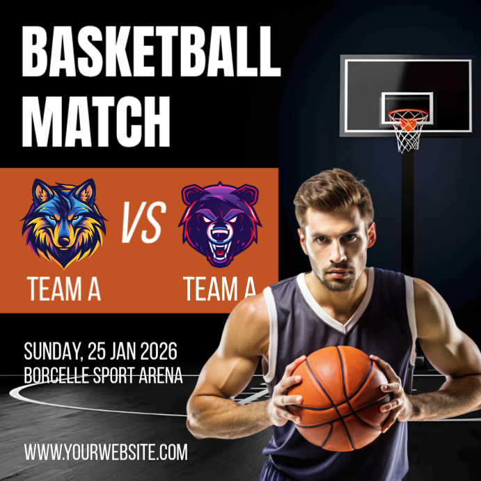 Black Maximalist Basketball Instagram Post Template | PosterMyWall