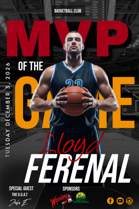 Plantilla de Black Maximalist Basketball Mvp Of The Game Poster ...