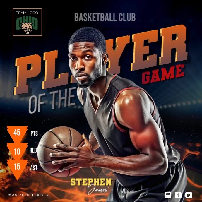 Copy of Black Maximalist Basketball Player Of The Game Instagram Post | PosterMyWall