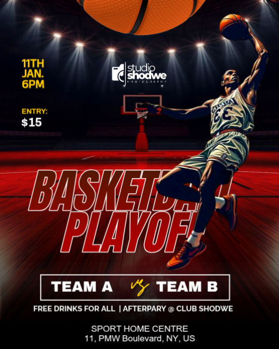 Black Maximalist Basketball Playoffs Instagram Portrait Template ...